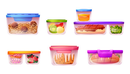 Plastic lunch food storage container icon Vector Image