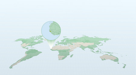 World map in perspective showing the location Vector Image
