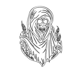 Grim reaper halloween outline sketch Royalty Free Vector