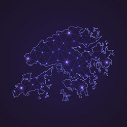 Network mesh circle inverted map hong kong Vector Image