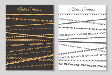 Realistic silver chains hanging on transparent Vector Image