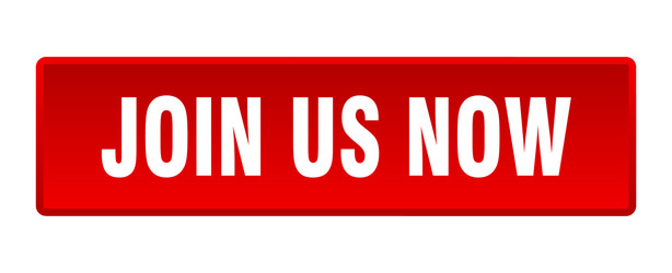 Join us now sign rounded red sticker Royalty Free Vector