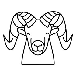 Smiling ram color stroke head Royalty Free Vector Image