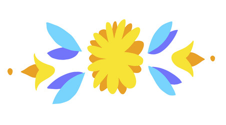 Decorative corner in blue and yellow floral Vector Image