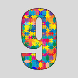 Color puzzle number - 1 one gigsaw piece Vector Image