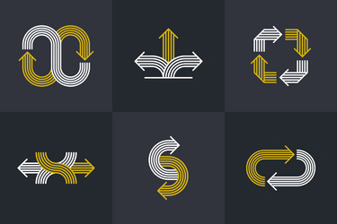 Concept arrows logos set isolated double Vector Image