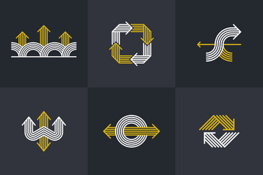 Concept arrows logos set isolated double arrows Vector Image