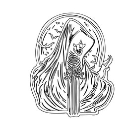Grim reaper halloween outline sketch Royalty Free Vector