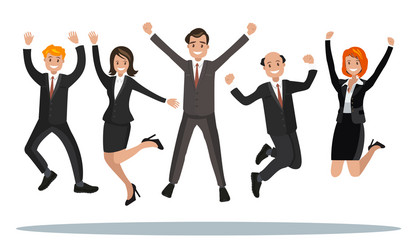 Happy Business Workers Jumping Celebrating Success