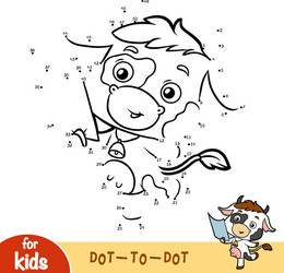 Color number education game cow Royalty Free Vector Image