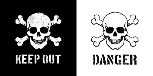 Human skulls set stickers monochrome Royalty Free Vector
