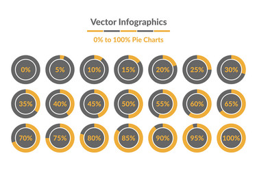0 to 100 percent pie charts infographics Vector Image