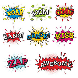 Bang ouch shouts and yeah shouting text bubble Vector Image