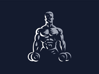 Fitness man with dumbbells Royalty Free Vector Image