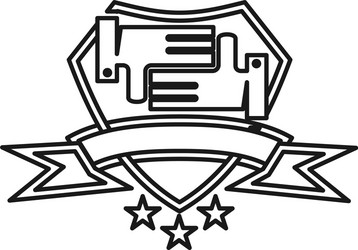 Shield ribbon star commitment teamwork together Vector Image