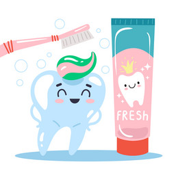Dance of the tooth and toothpaste Royalty Free Vector Image