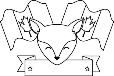 Wild canadian fox with flags Royalty Free Vector Image