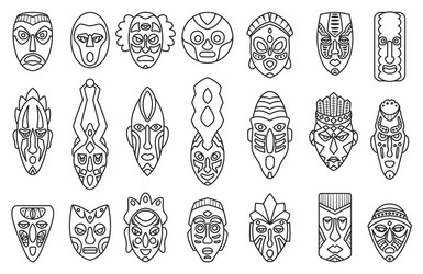African mask color set icontribal mask Royalty Free Vector