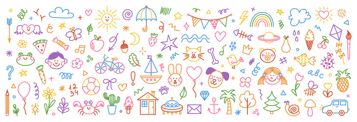 Cute hand drawn doodle set of simple kids Vector Image