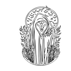 Grim reaper halloween outline sketch Royalty Free Vector