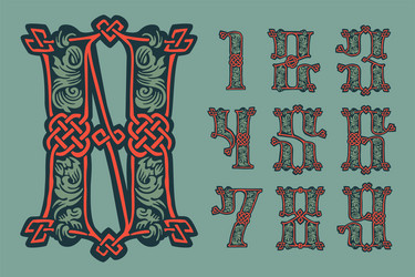 0 logo medieval number zero in floral ornament Vector Image