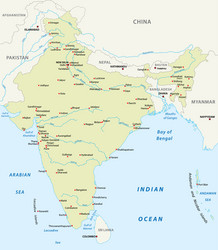 Map india with biggest cities and rivers Vector Image