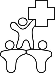 Health cross commitment teamwork together outline Vector Image
