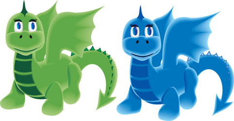 Green dragon with pink wings flying Royalty Free Vector