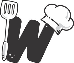 Alphabet initial chef hat with spatula restaurant Vector Image