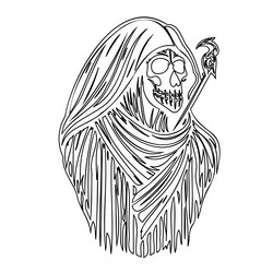 Grim reaper halloween outline sketch Royalty Free Vector