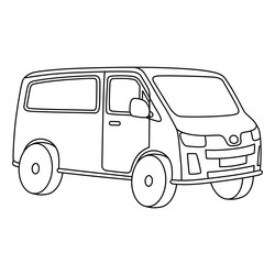 Van vehicle coloring page for kids Royalty Free Vector Image