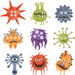 Aggressive fantastic alien microorganisms set Vector Image