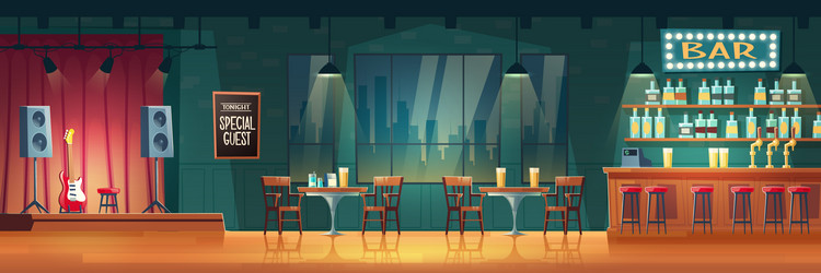 Cartoon bar with counter interior Royalty Free Vector Image