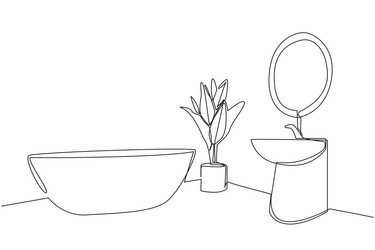 Single one line drawing bathroom Royalty Free Vector Image