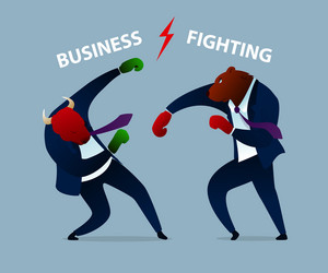 Businessman boxing fight aggressive competitive Vector Image