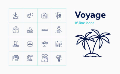 Voyage icons set of line Royalty Free Vector Image