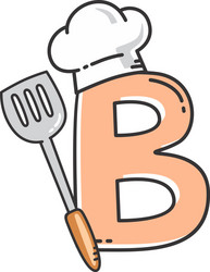 Alphabet initial chef hat with spatula restaurant Vector Image