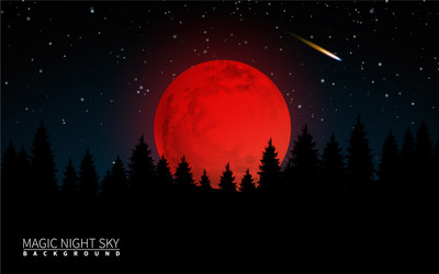 Red moon in dark Royalty Free Vector Image - VectorStock