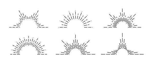 Half sunburst frame set sunrise and sunset Vector Image