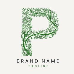 Letter o tree branch formed from twigs leaves Vector Image