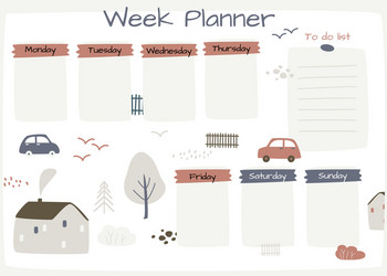 Scandinavian week planner template organizer Vector Image