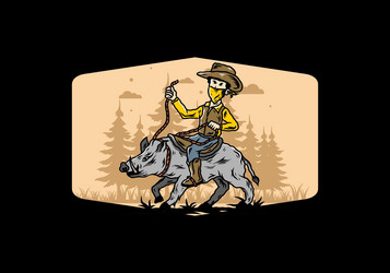 Man riding a wild boar Royalty Free Vector Image