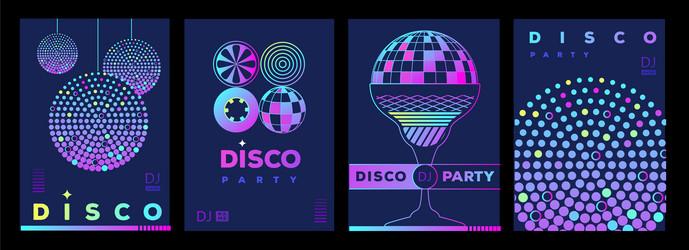Set of retro fluorescent disco party posters Vector Image