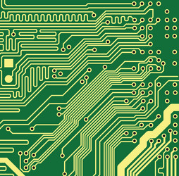 Green and yellow printed circuit board Royalty Free Vector