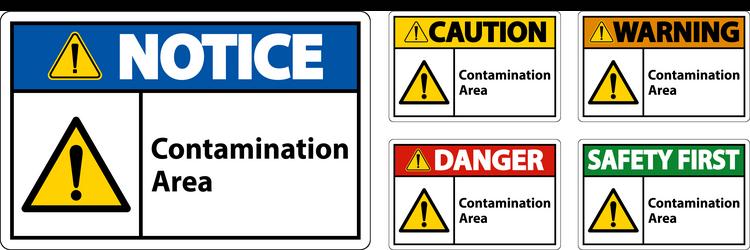 Contamination area warning sign on white Vector Image