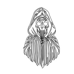 Grim reaper halloween outline sketch Royalty Free Vector