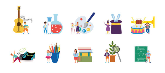 Children hobbies set Royalty Free Vector Image
