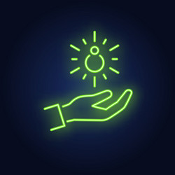 One-eyed alien waving hand neon sign Royalty Free Vector