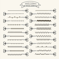 Sewing stitches machine and hand seam Royalty Free Vector