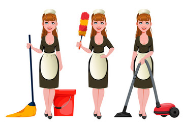 Maid cleaning lady woman Royalty Free Vector Image